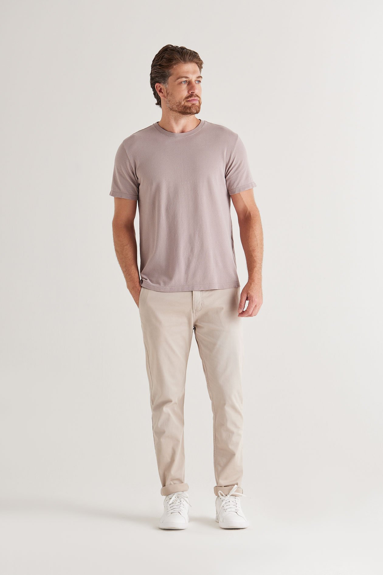 Camiseta Crepe Areia